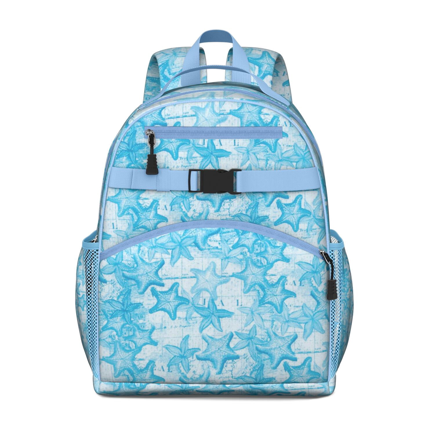 Starfish and Seahorse Students Backpack with Tropical Coral, Ocean ...