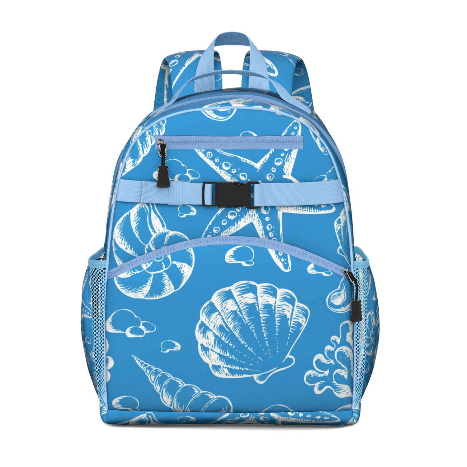 Starfish and Seahorse Students Backpack with Tropical Coral, Ocean ...