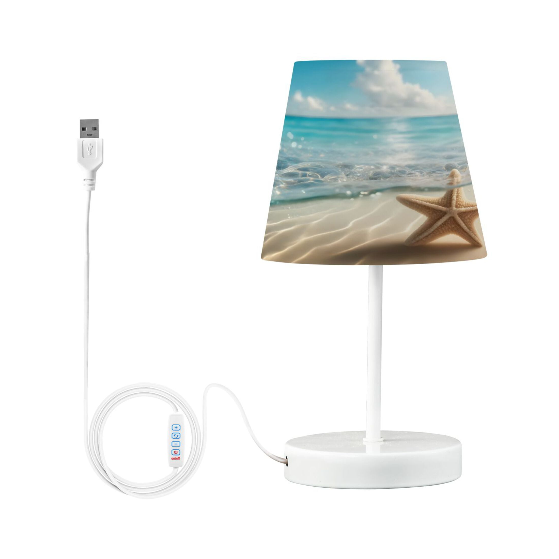 Starfish on Sand Beach Desk Lamp LED Table Nightstand Lamps with 3 ...