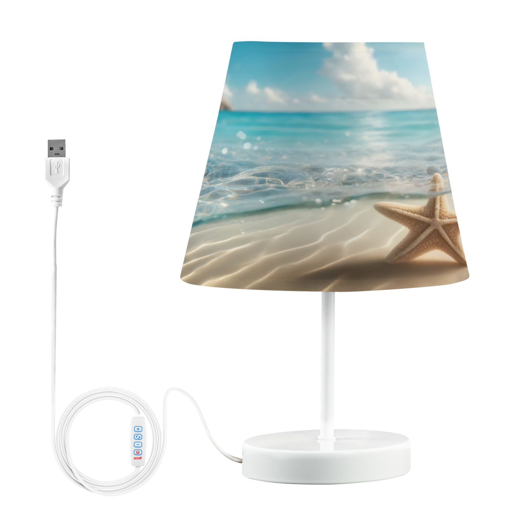 Starfish on Sand Beach Desk Lamp LED Table Nightstand Lamps with 3 ...