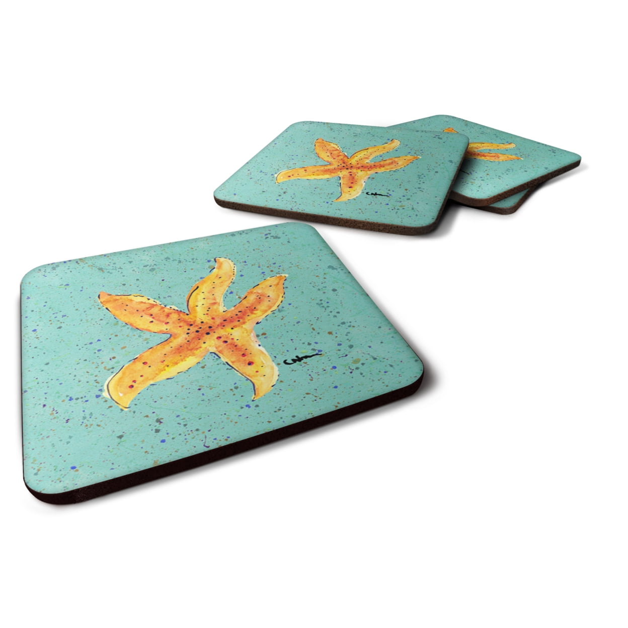 Starfish on Teal Foam Coaster Set of 4 - Walmart.com