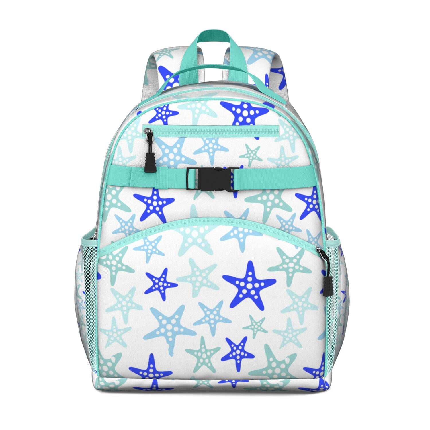 Starfish student backpack with beach design, lightweight, multi-pocket ...