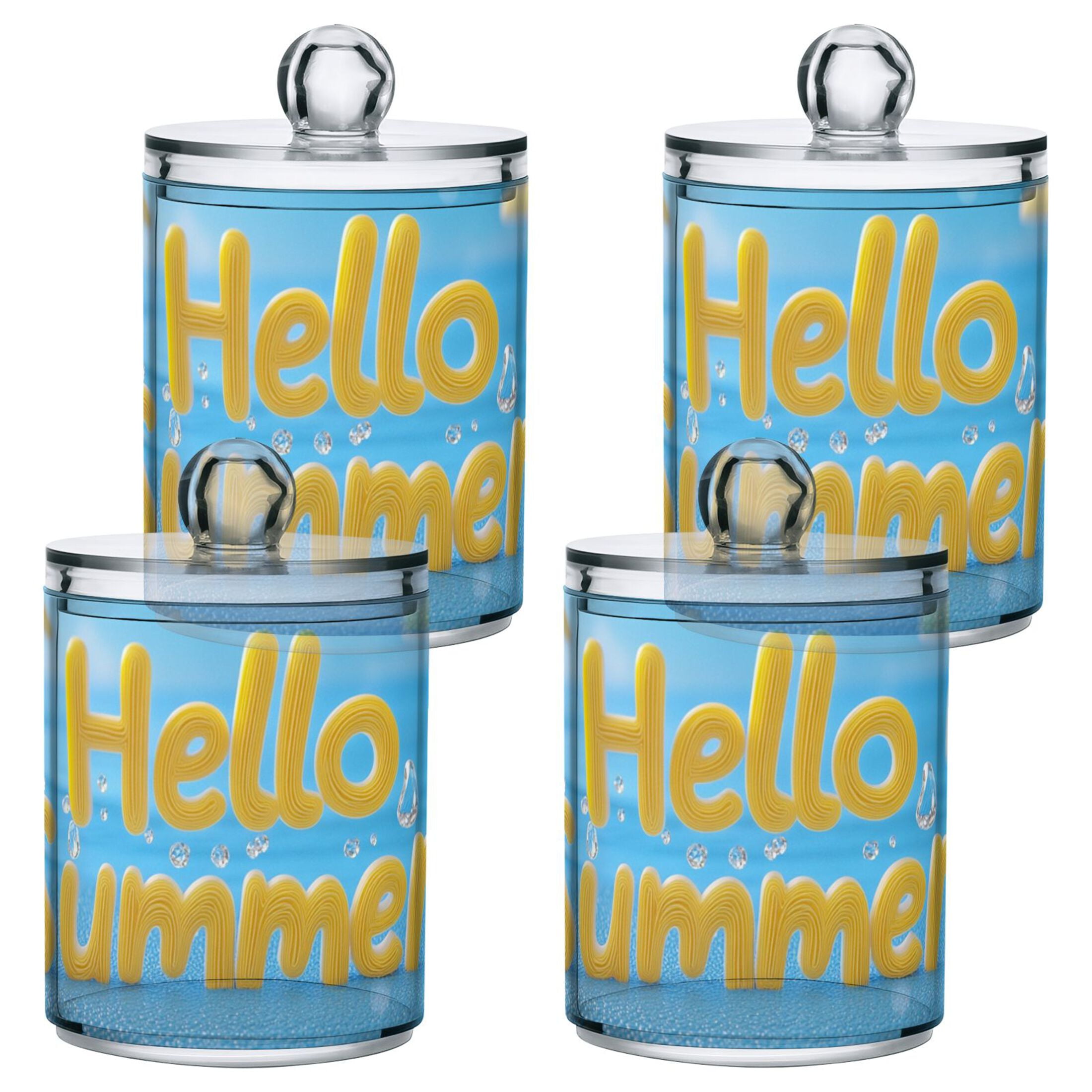 Starfishes Shells Hello Summer Translucent Plastic Cans Storage ...