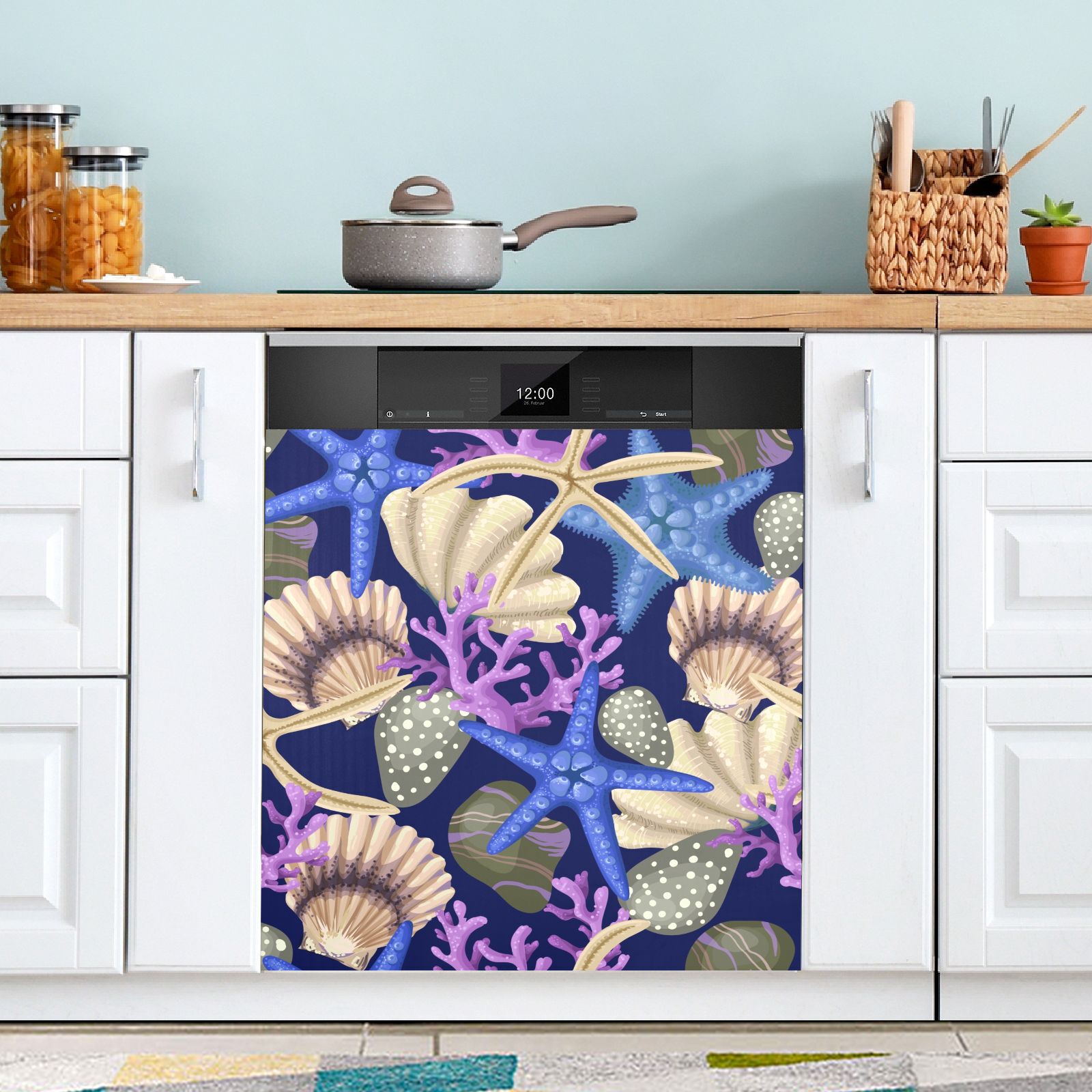 Starfishes Shells and Coral Dishwasher Magnet Cover Magnetic Dishwasher ...