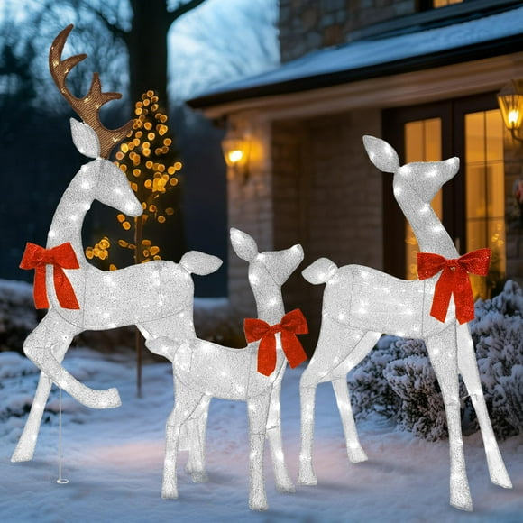 Lit Deer Yard Christmas