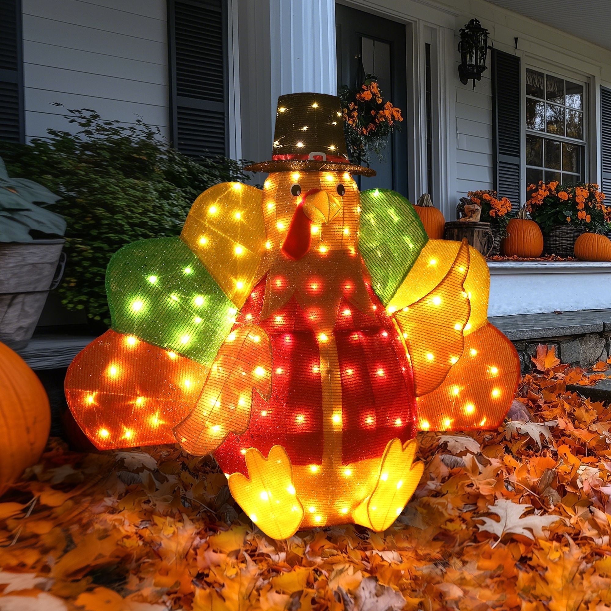 Starfree 48-inch Lighted Turkey Outdoor Thanksgiving Decoration Harvest ...