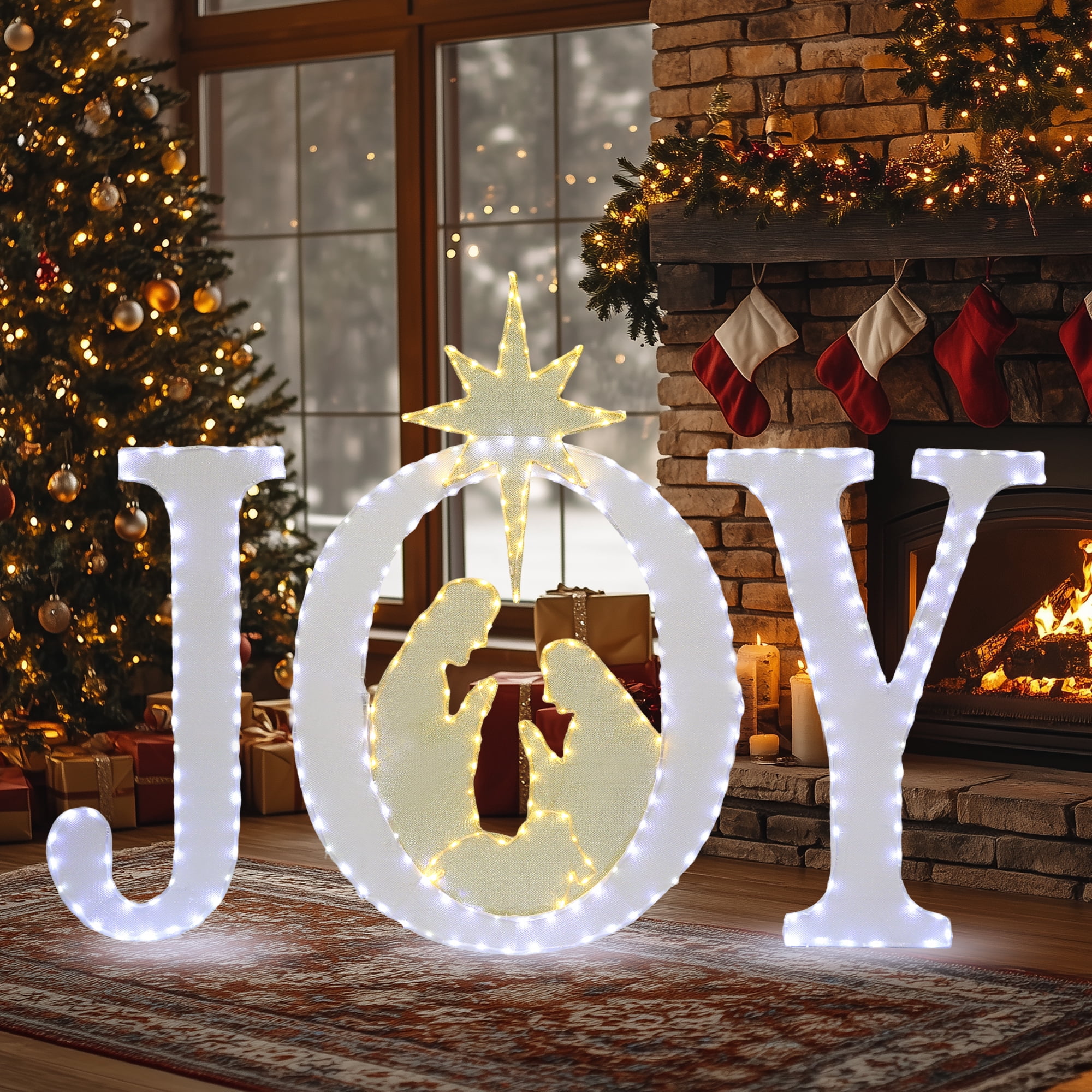 Starfree 49-inch Outdoor JOY Christmas Nativity Decoration Large ...