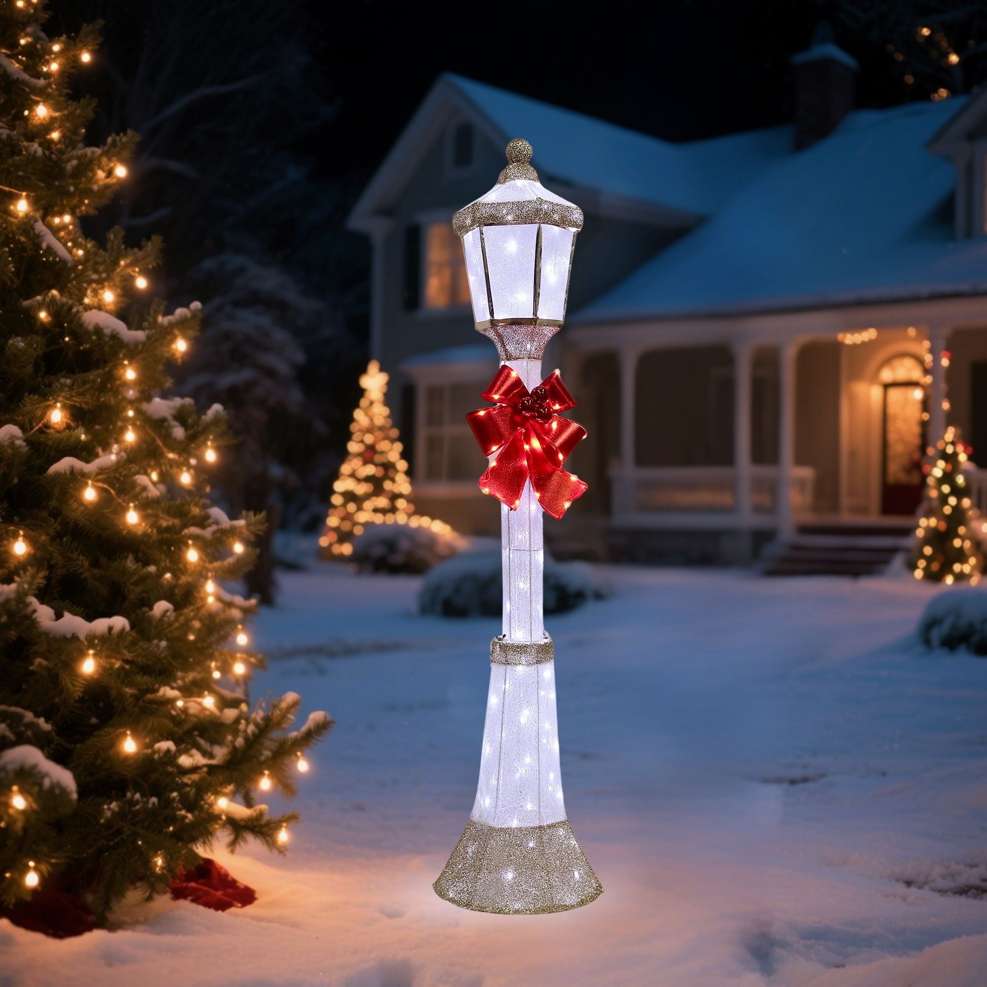 Starfree 60-in Outdoor Lighted Lamp Post Christmas Yard Decorations 3D ...