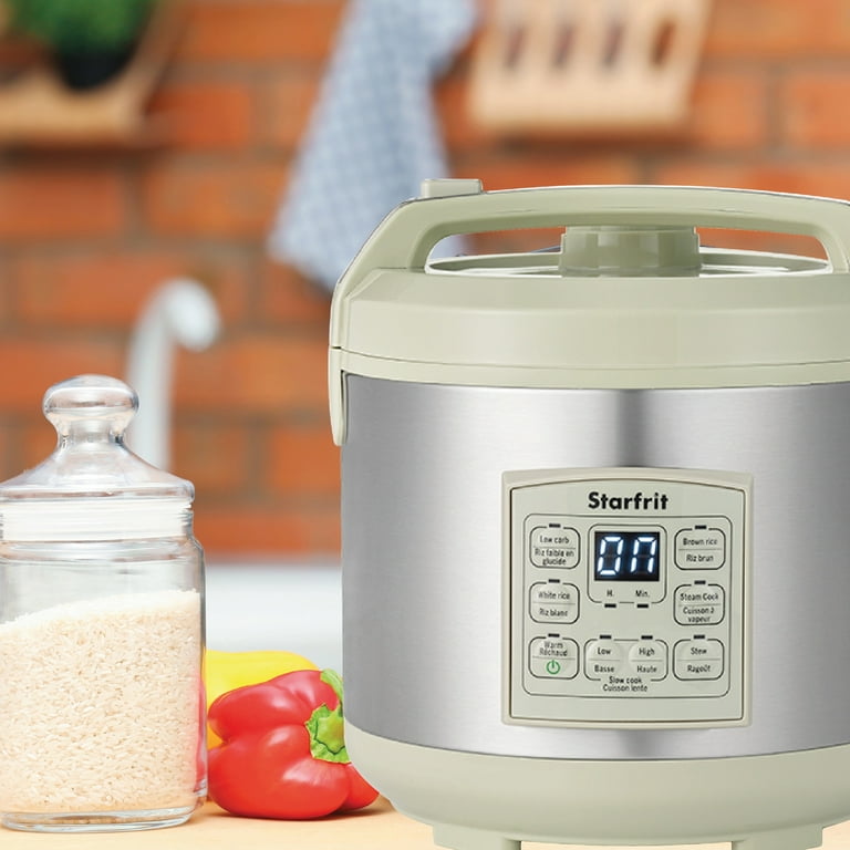 Starfrit 14 Cup Low Carb Electric Rice Cooker Green Gray with 7 Presets 024737 001 0000
