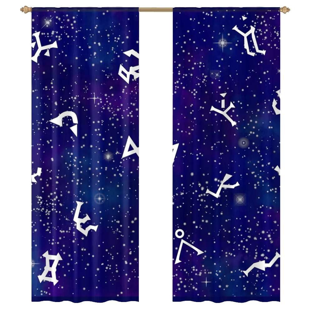 Stargate Galaxy Glyphs Modern Tulle Window Curtains for Living Room ...