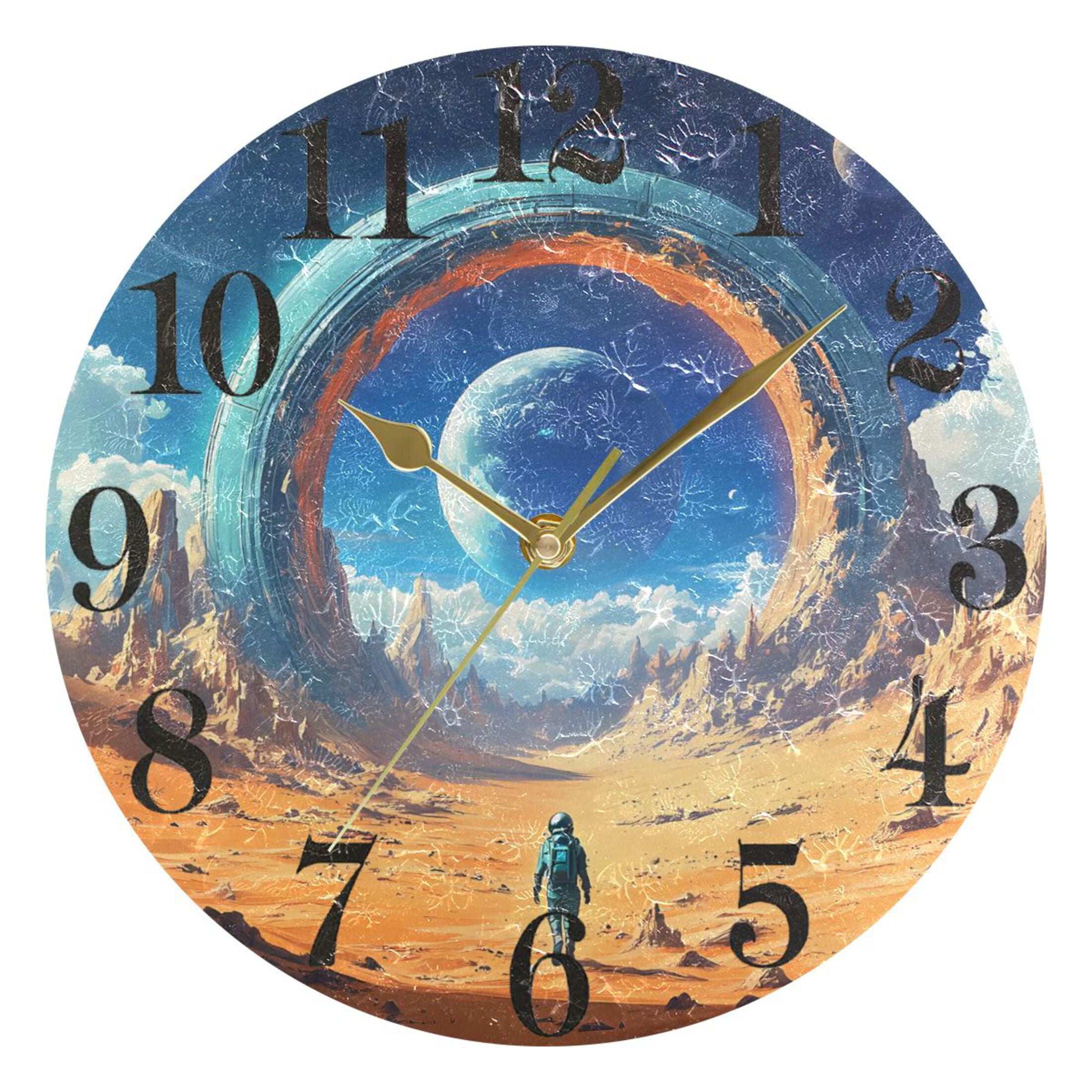 Stargate in Desert Round Wall Clock Battery Operated Silent Non-Ticking ...