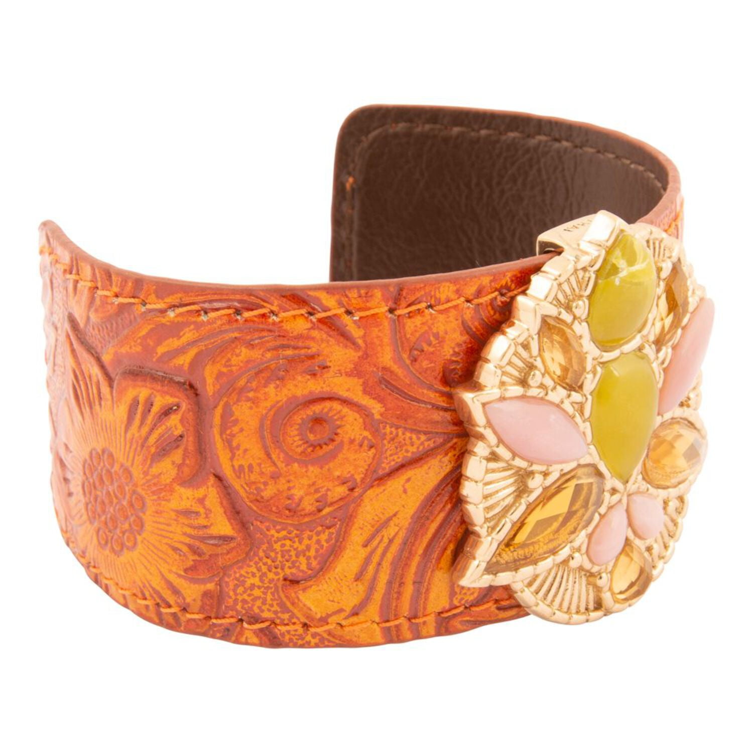 Stargazer Green Jasper Golden Leather Cuff Bracelet - Walmart.com
