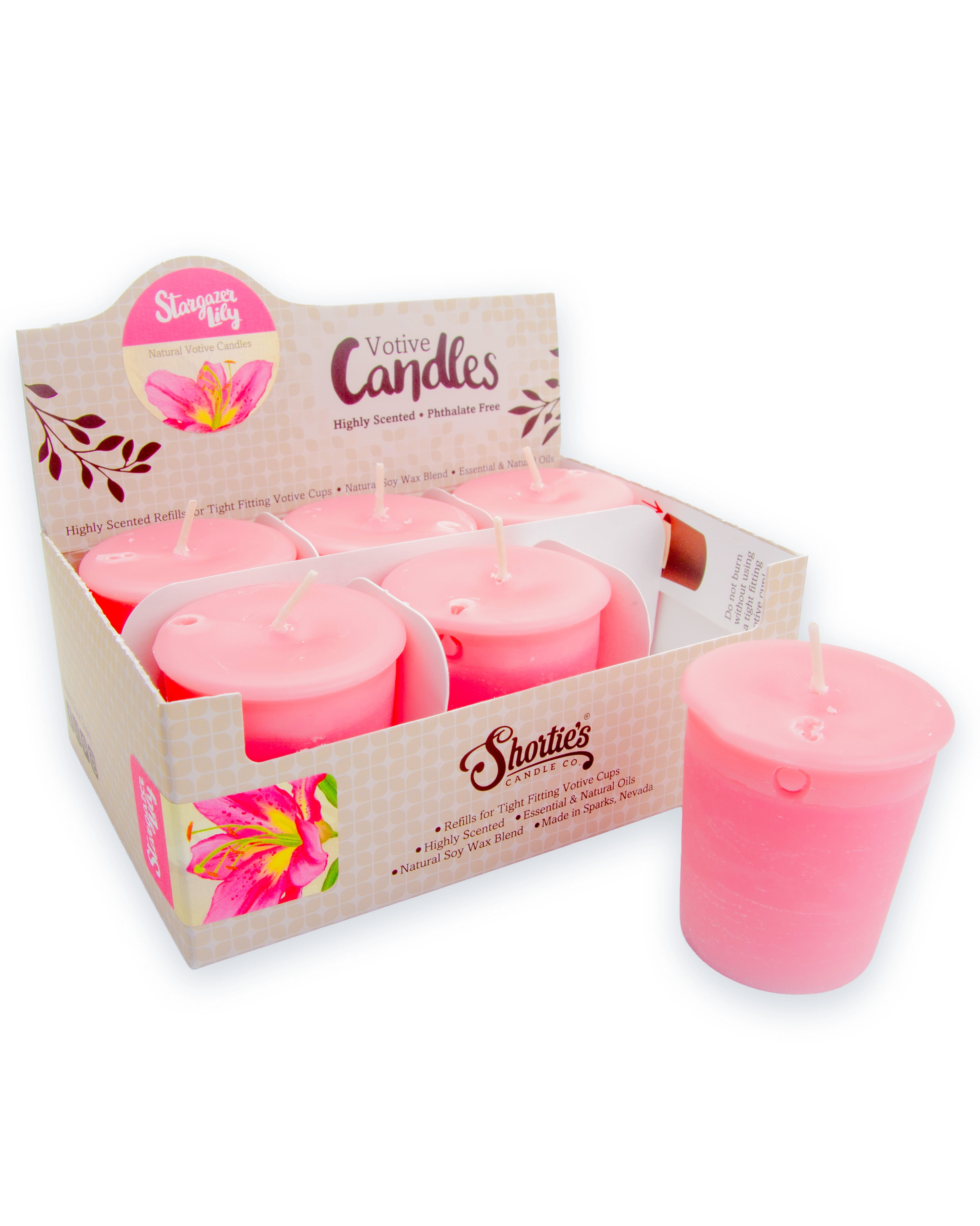 Stargazer Lily Soy Votive Candles - 6 Pink Refills - Scented with ...