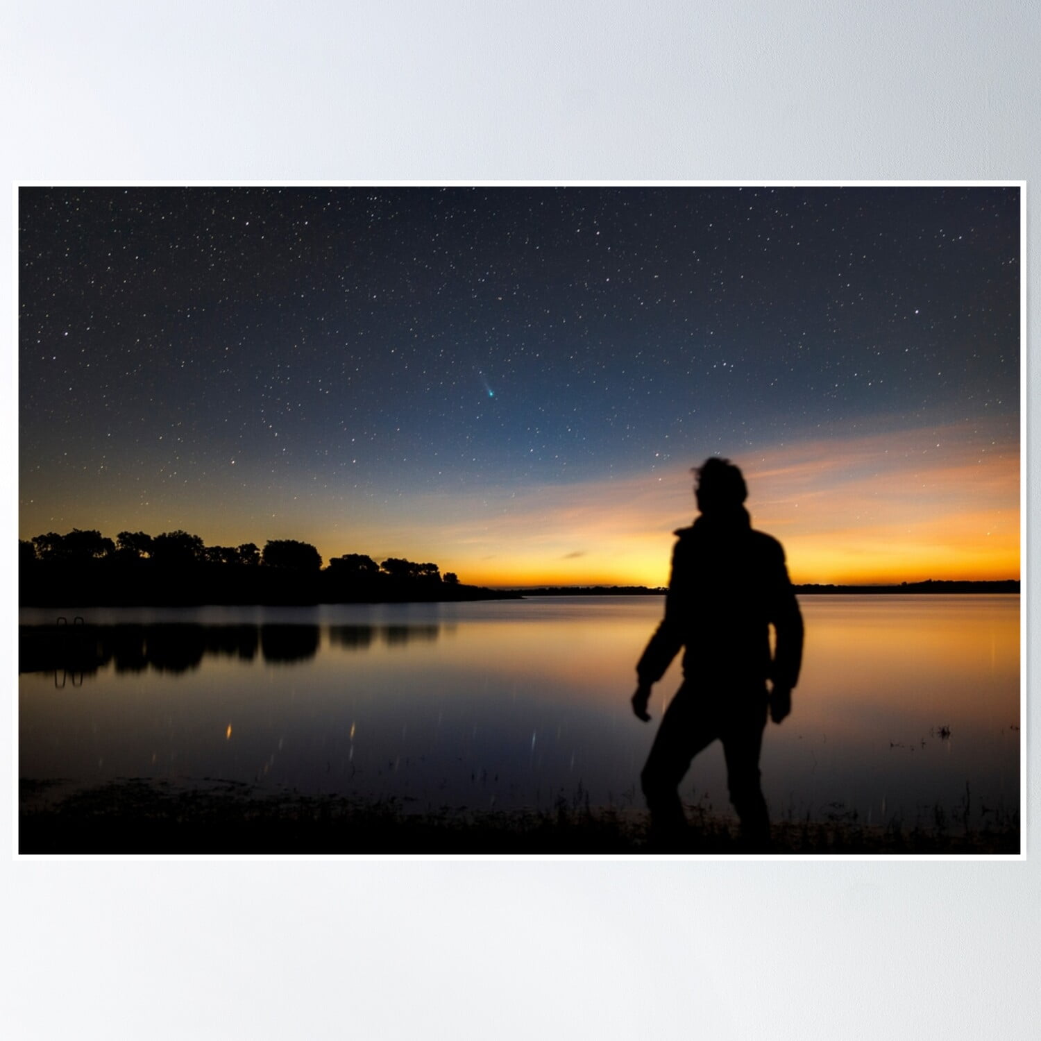 Stargazer Looking At A Comet, (C055/5448) Poster Wall Art, Modern Wall ...