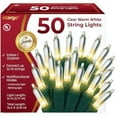 50 Incandescent String Lights Green Wire (White Bulbs) - Walmart.com