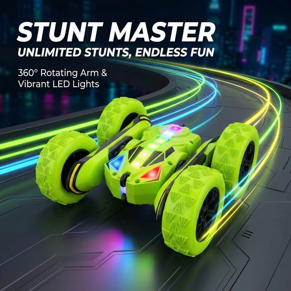 Starheight Remote Control Car Double-Sided Stunt All-Terrain Green 1/28 ...