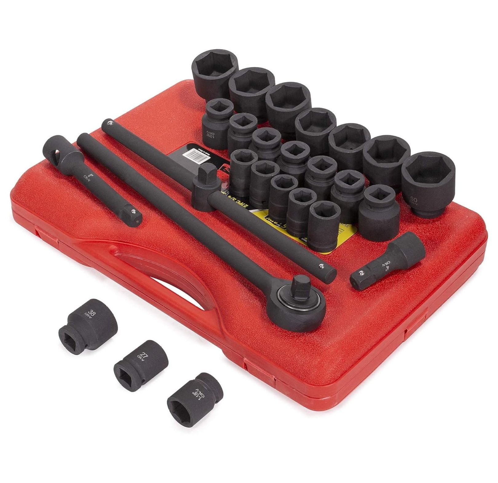 Stark 27-Pieces Jumbo Impact Socket Set SAE & Metric MM Combination 3/4 ...