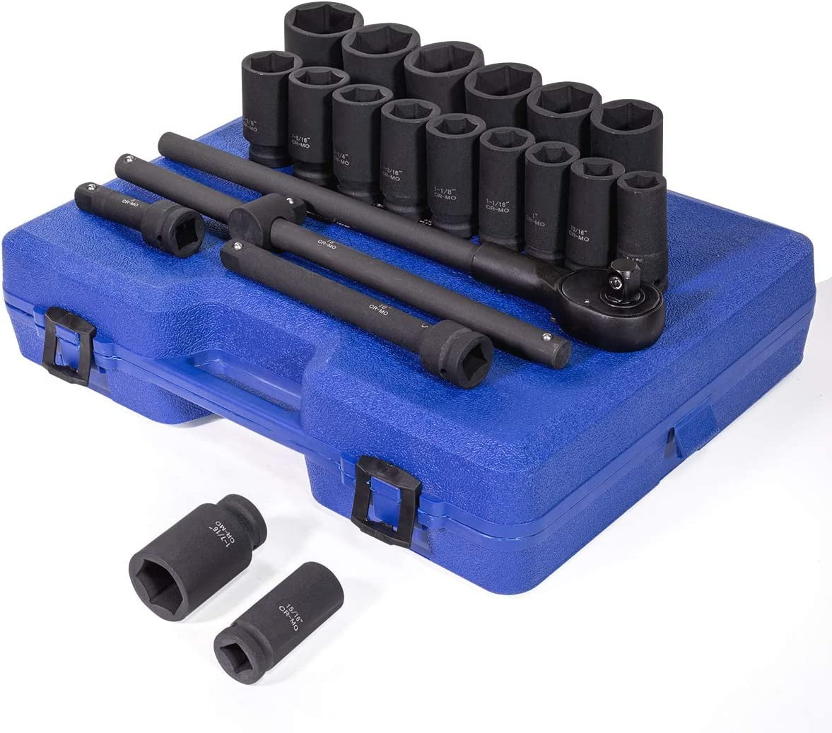 Stark 3/4 Inch Drive Deep Impact Socket Set Cr-Mo Steel SAE Socket 22 ...