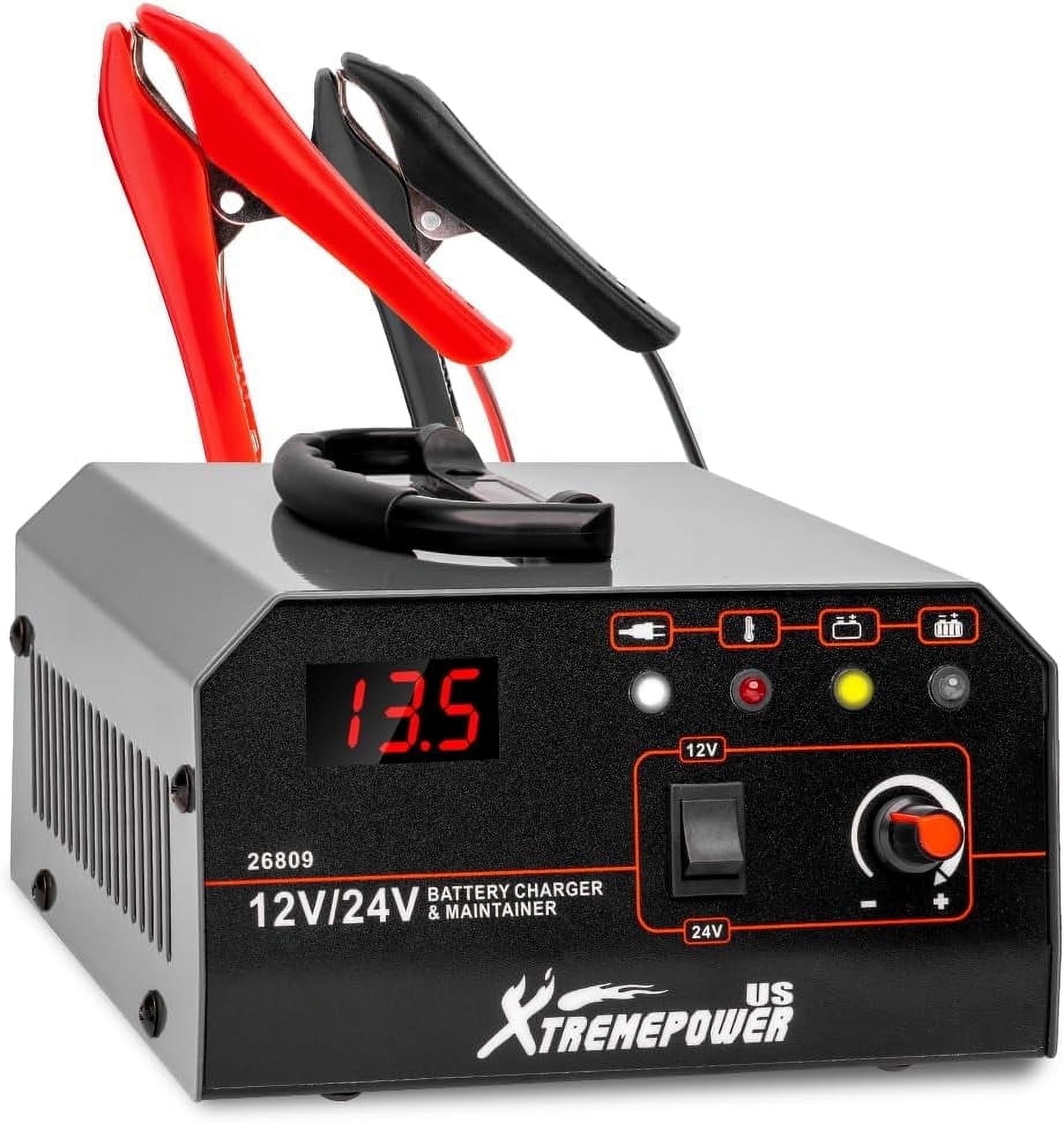 Stark USA 15 Amp Battery Charger 12/24 Volt, Lead Acid Car Battery ...