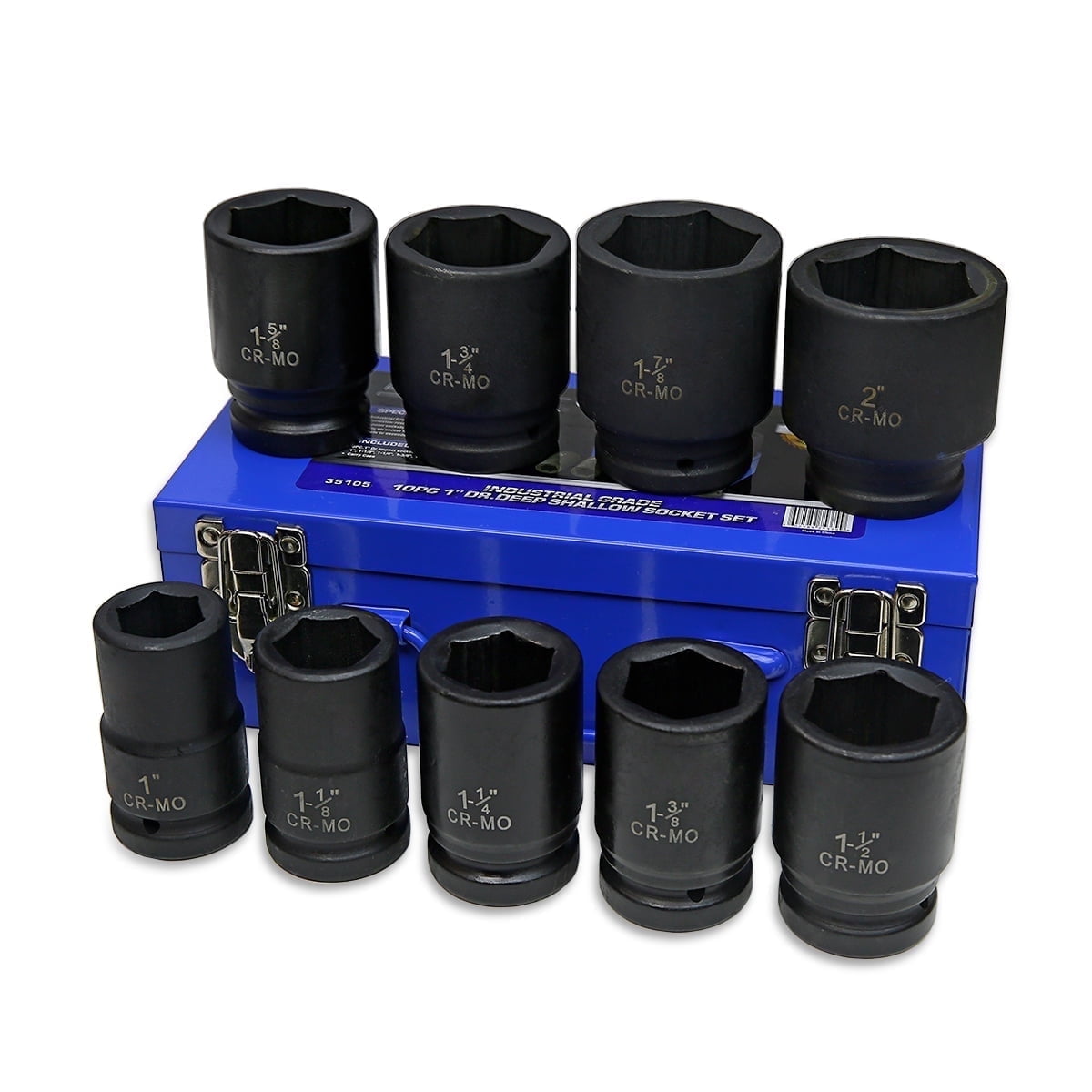 Stark USA 1" Drive 9PC Deep Impact Socket Set, 6 Point SAE, 1" - 2 ...