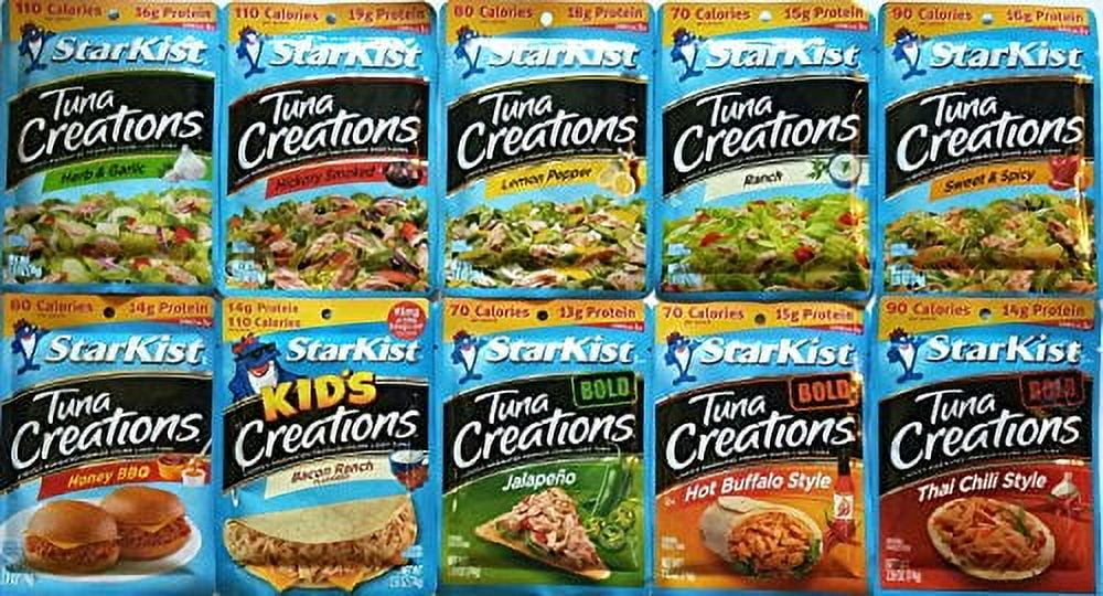 StarKist Tuna Variety Pack of 10 Flavors Lightly Marinated Chunk Light ...