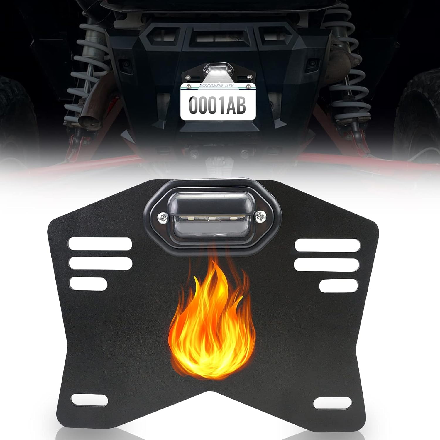 Starknightmt UTV License Plate Holder with Light, Universal Lighted ...