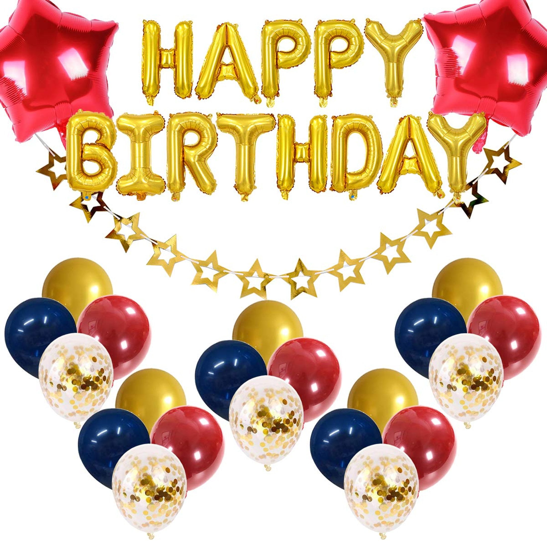 Starlight Birthday Bash Kit: Happy Birthday Letter Balloon Star Banner ...