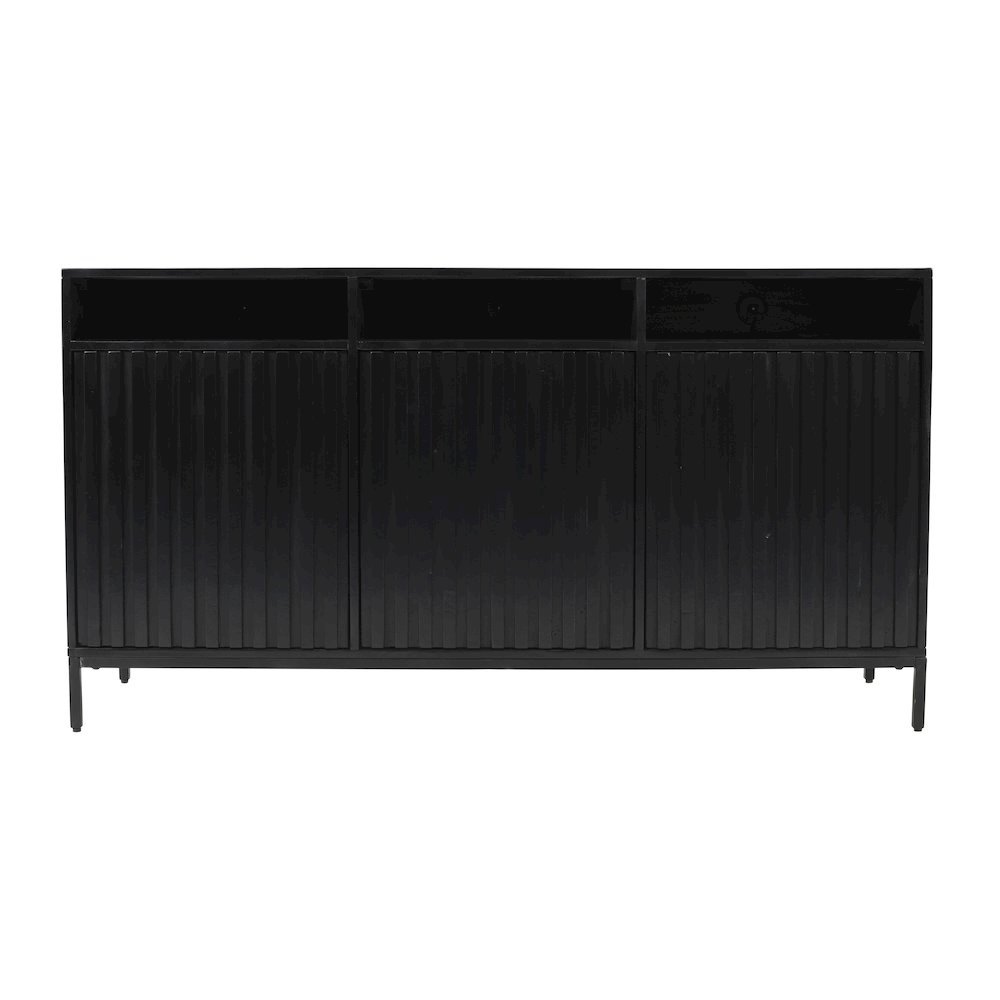 Starlight Canyon Home Black Acacia TV Stand Entertainment Center Modern ...