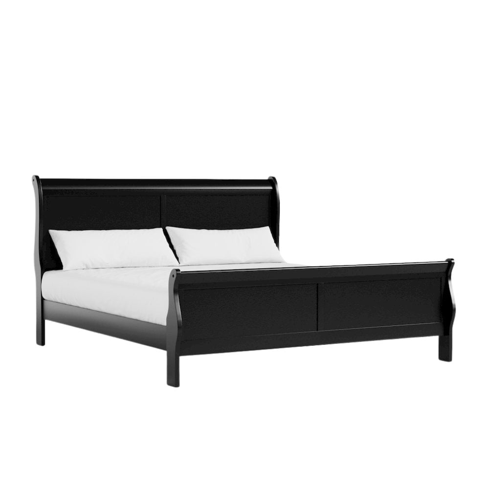 Starlight Canyon Home Black Wooden King Size Bed Frame - Sleigh Design ...