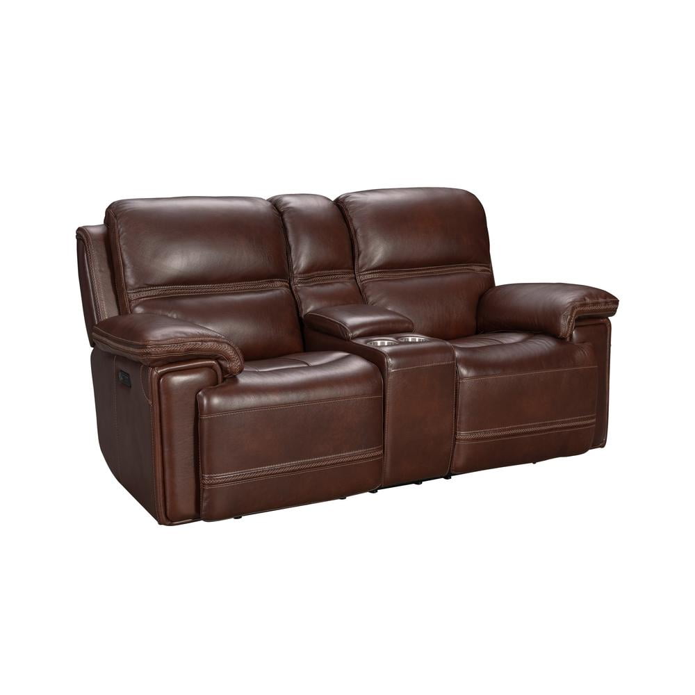 Starlight Canyon Home Brown Leather Power Reclining Console Loveseat ...