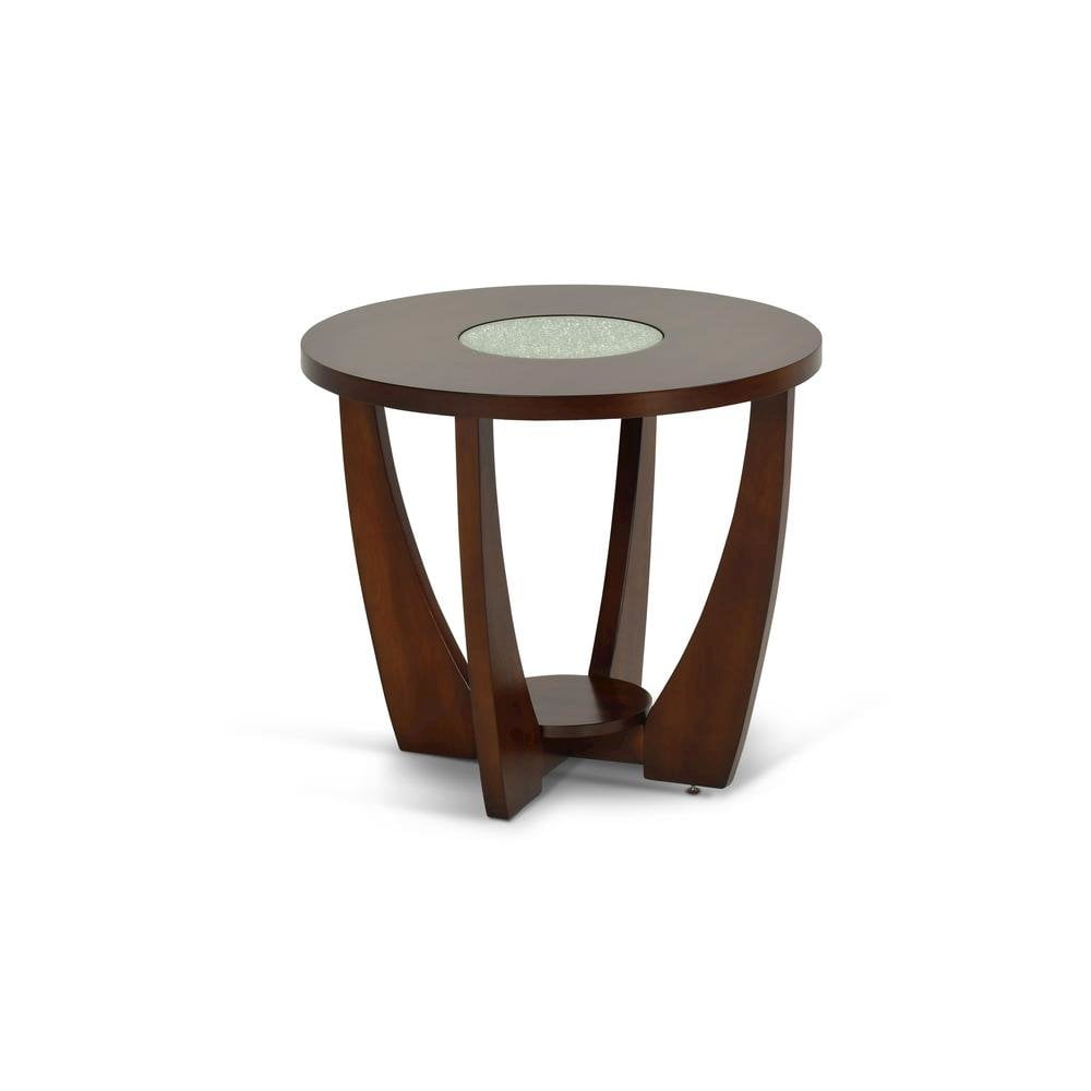 Starlight Canyon Home End Table, Cracked Glass Top, Bottom Shelf, Birch ...