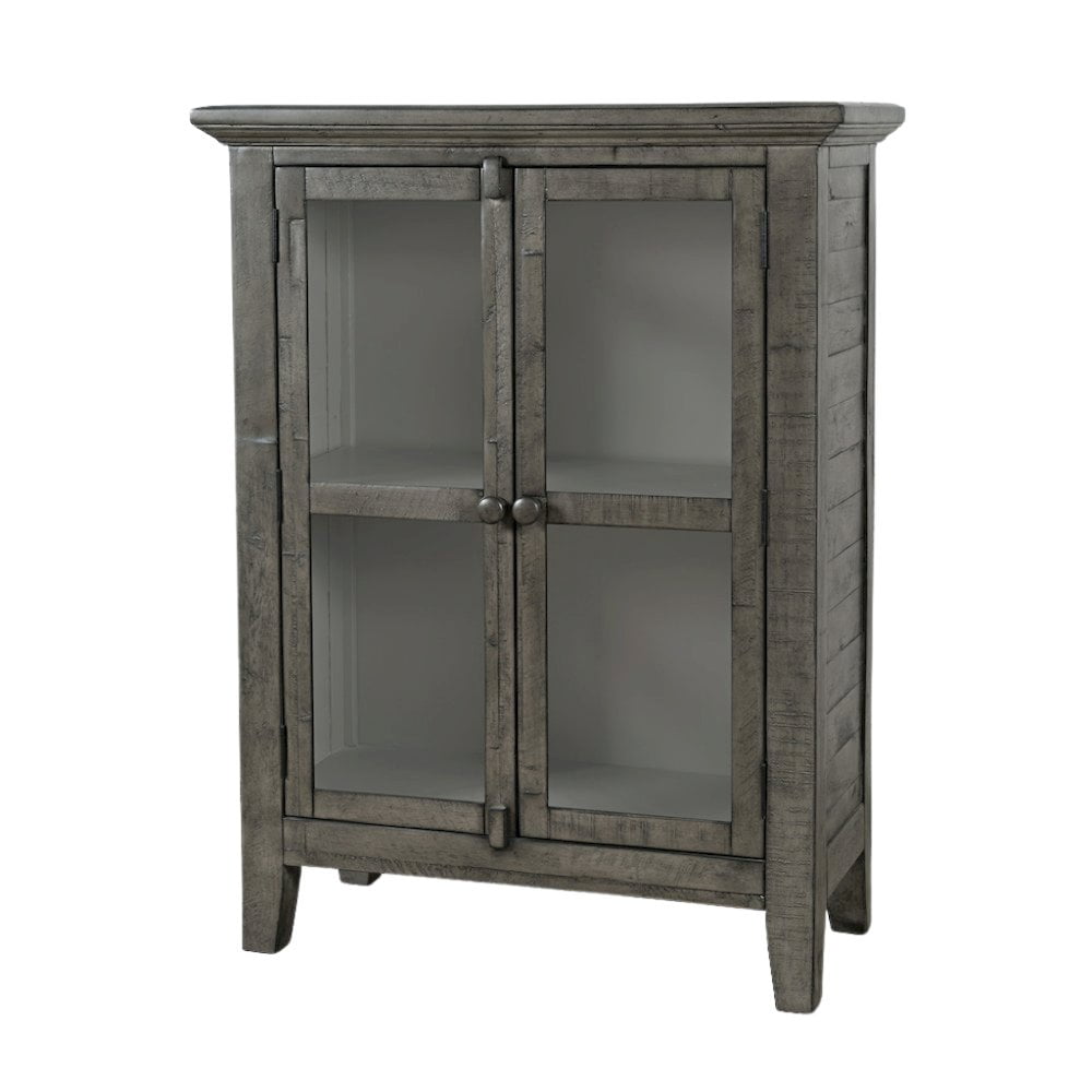 Starlight Canyon Home Gray Buffet Cabinet with 2 Glass Doors and ...