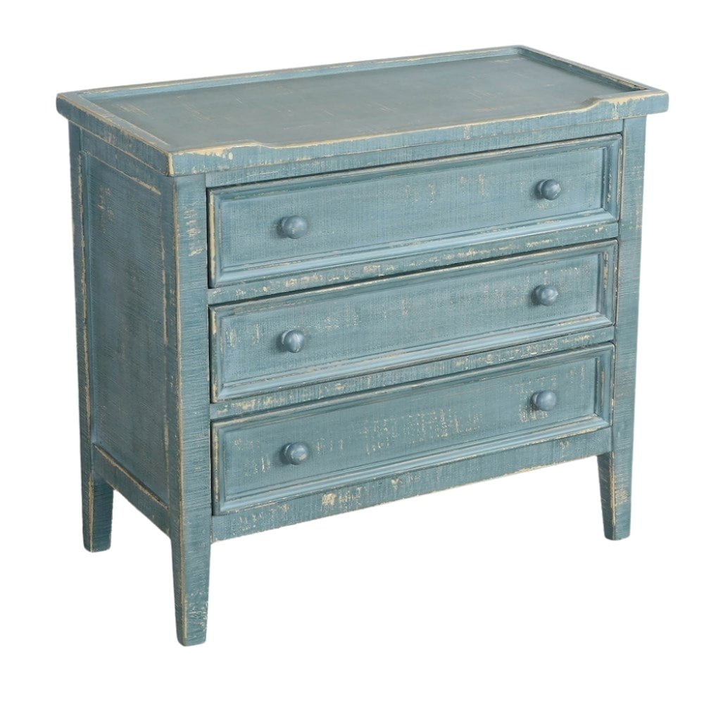 Starlight Canyon Home Green Solid Wood Farmhouse End Table with Storage, 3-Drawer Nightstand ...