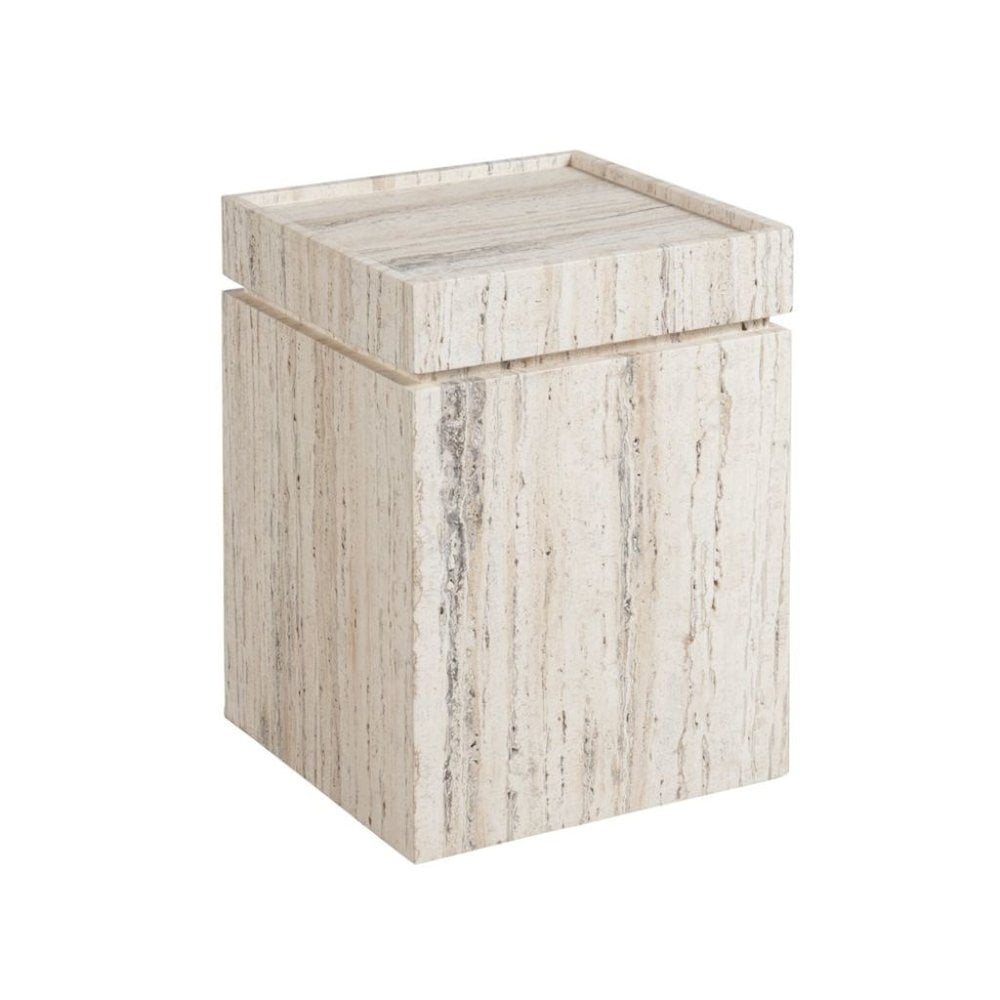 Starlight Canyon Home Natural Travertine Stone Accent Table with Honed ...