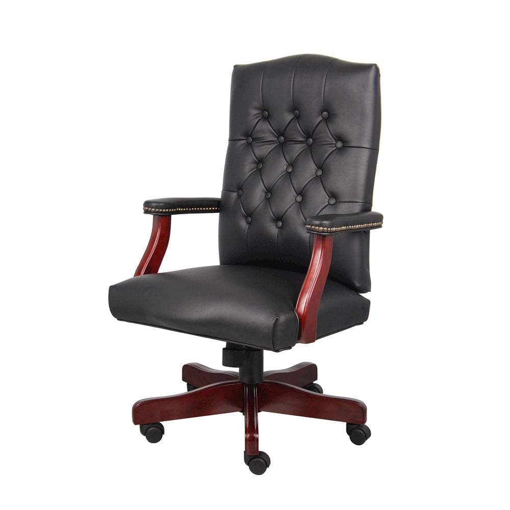 Starlight Canyon Home Tufted Executive Desk Chair in Black Faux Leather ...