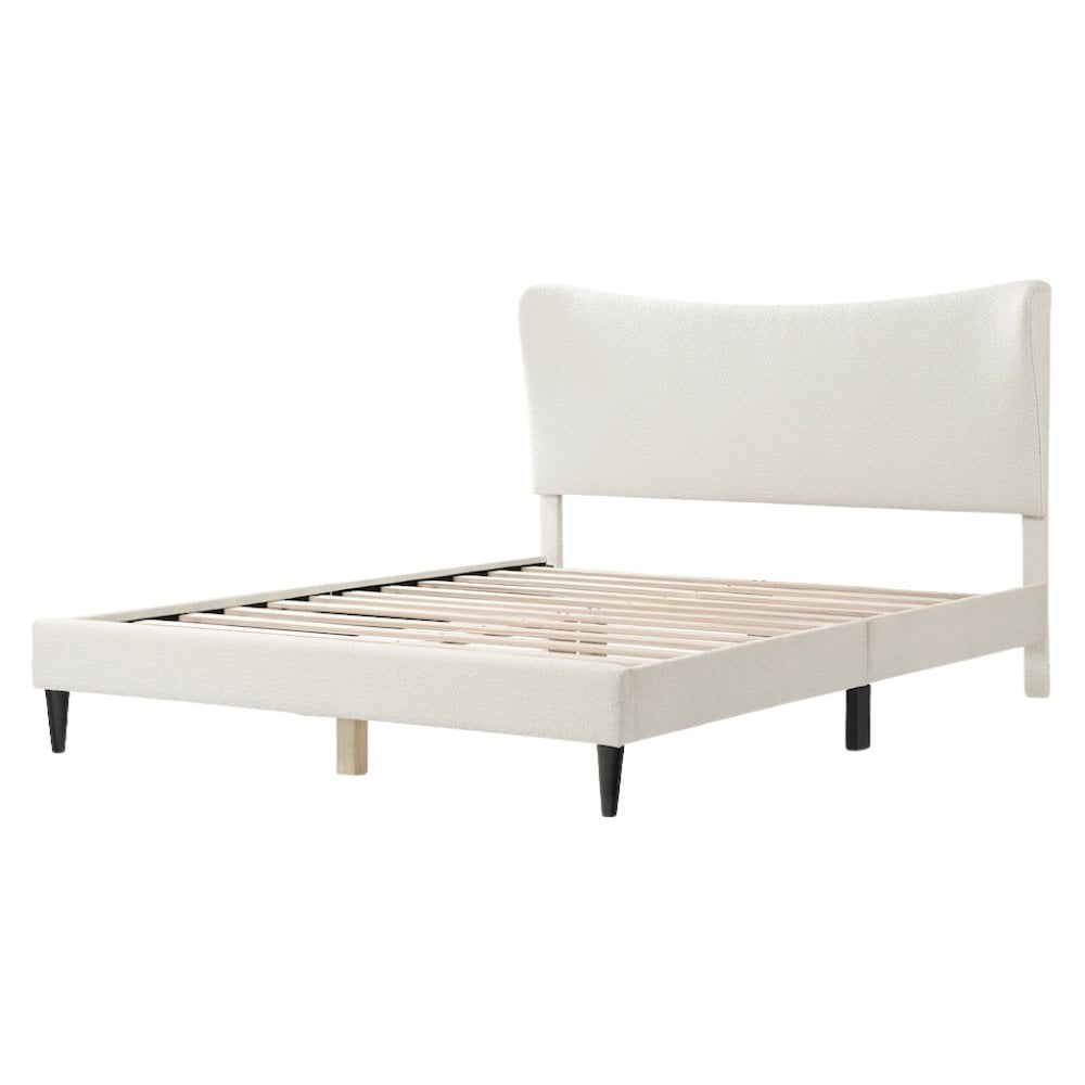 Starlight Canyon Home White Boucle Upholstered Queen Bed Frame with ...