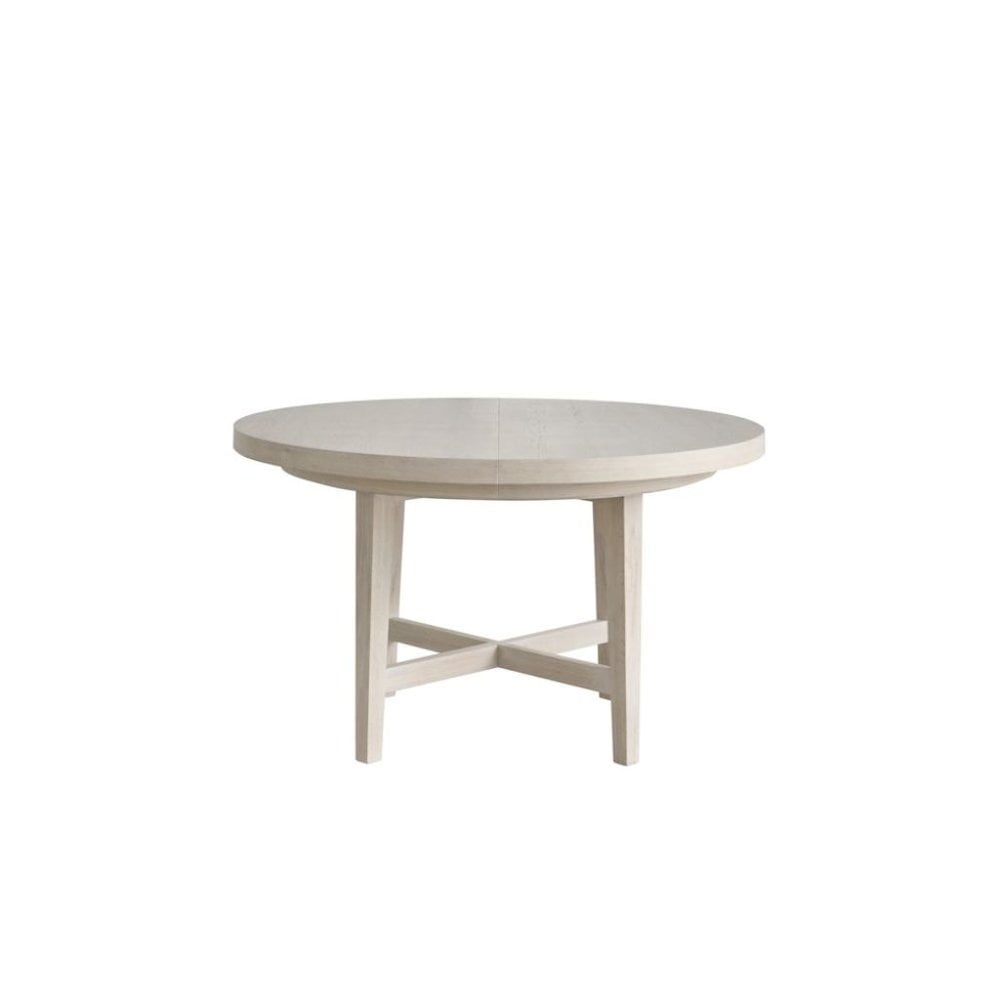 Starlight Canyon Home White Oak Round Extendable Dining Table with 18" Leaf and Premium Solid ...