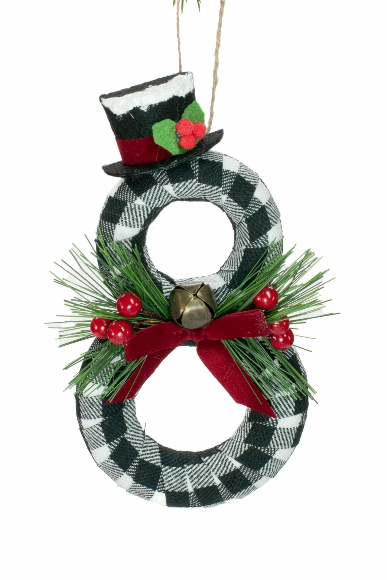 Starlight Collection, Black Plaid/White Fabric Hanging Snowman Figurine ...
