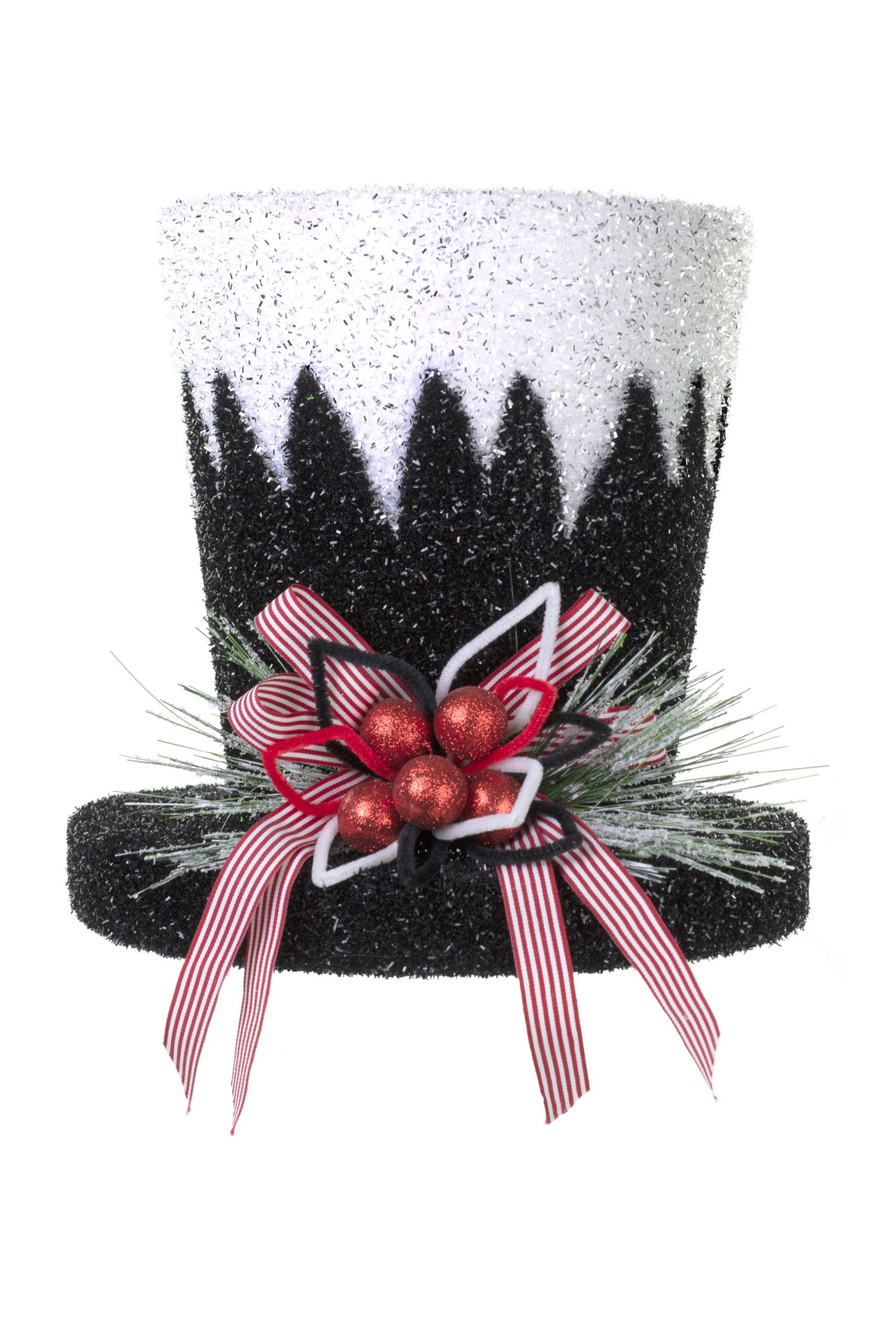 Starlight Collection, Black/White Styrofoam Sparkly Top Hat Tree Topper ...