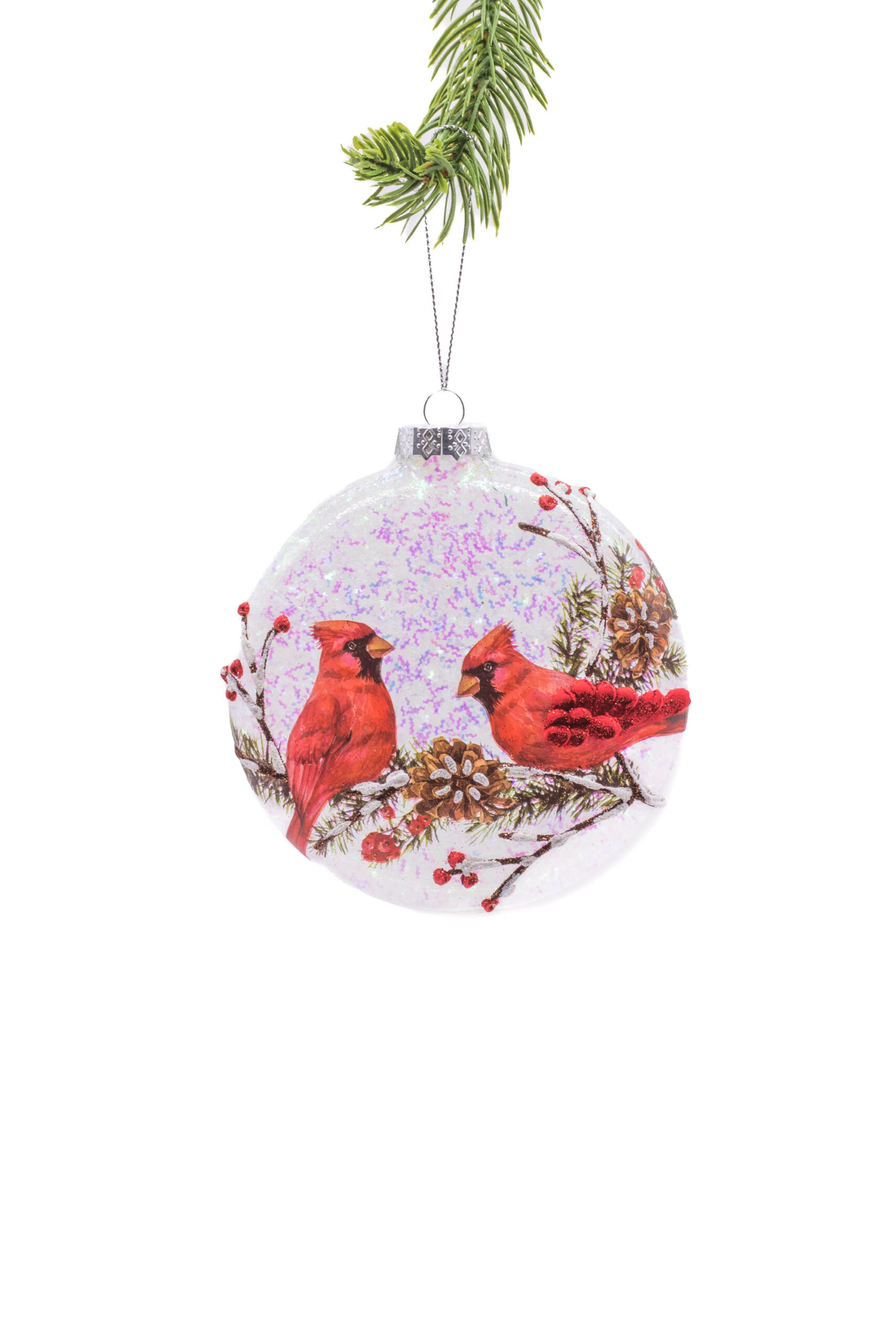 Starlight Collection, Clear/Turquoise Glass Hanging Puck Ornament with ...