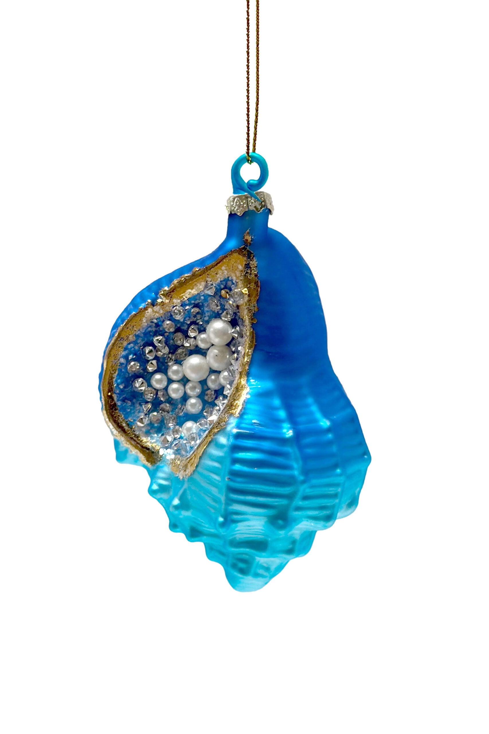Starlight Collection, Cyan Glass Hanging Conch Shell Ornament (Pack of ...
