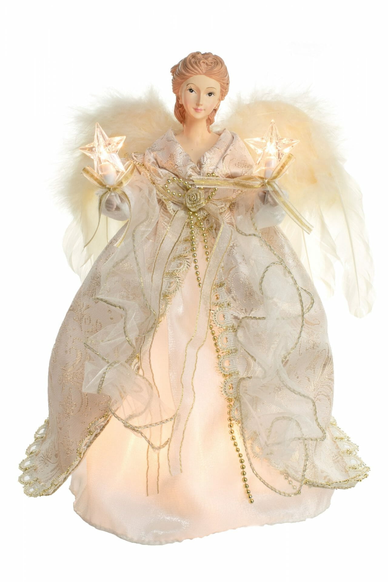Starlight Collection, Ivory/Gold Fabric Modern 10-Light Angel Tree ...