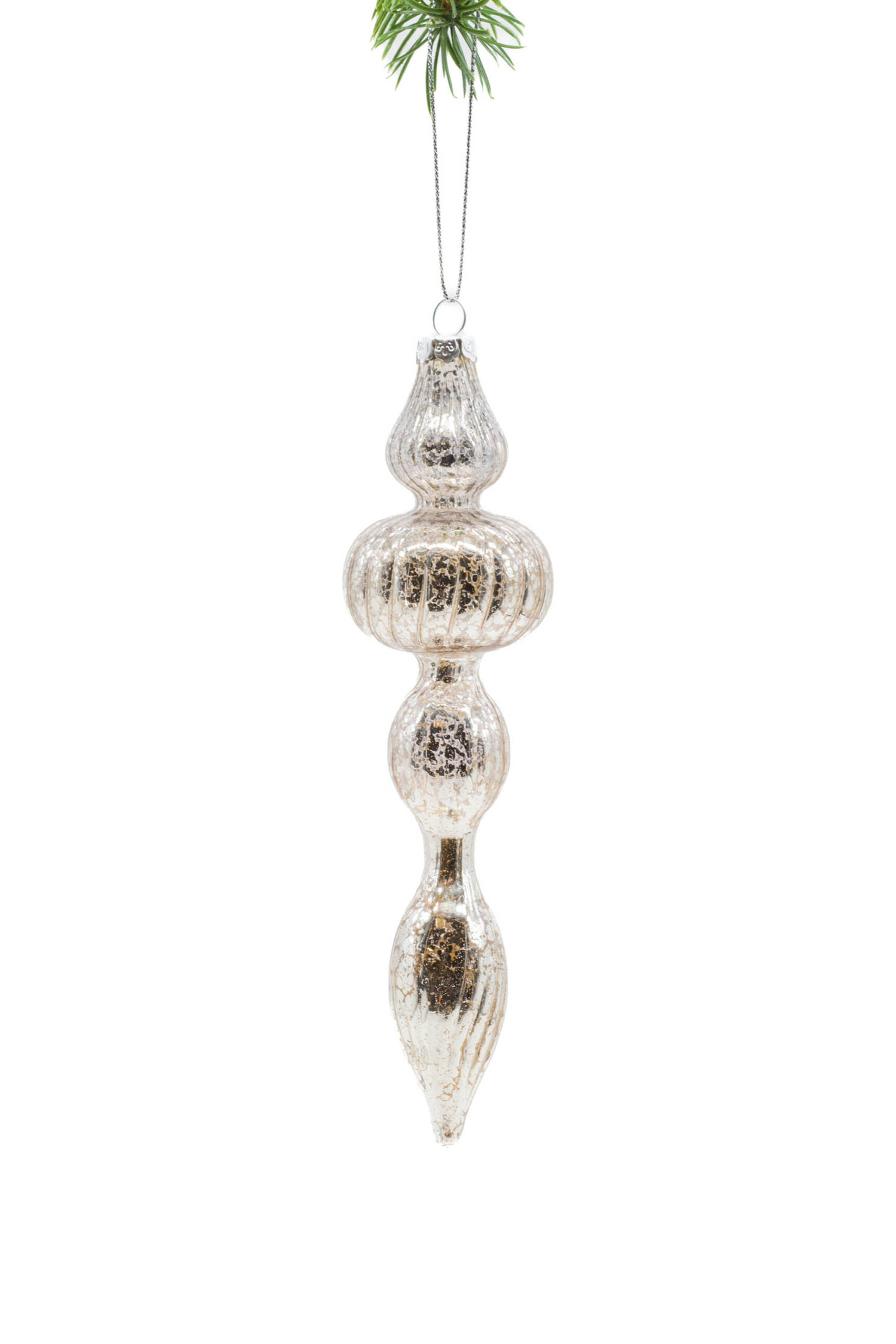 Starlight Collection, Platinum Glass Hanging Bulbed Finial Ornament ...