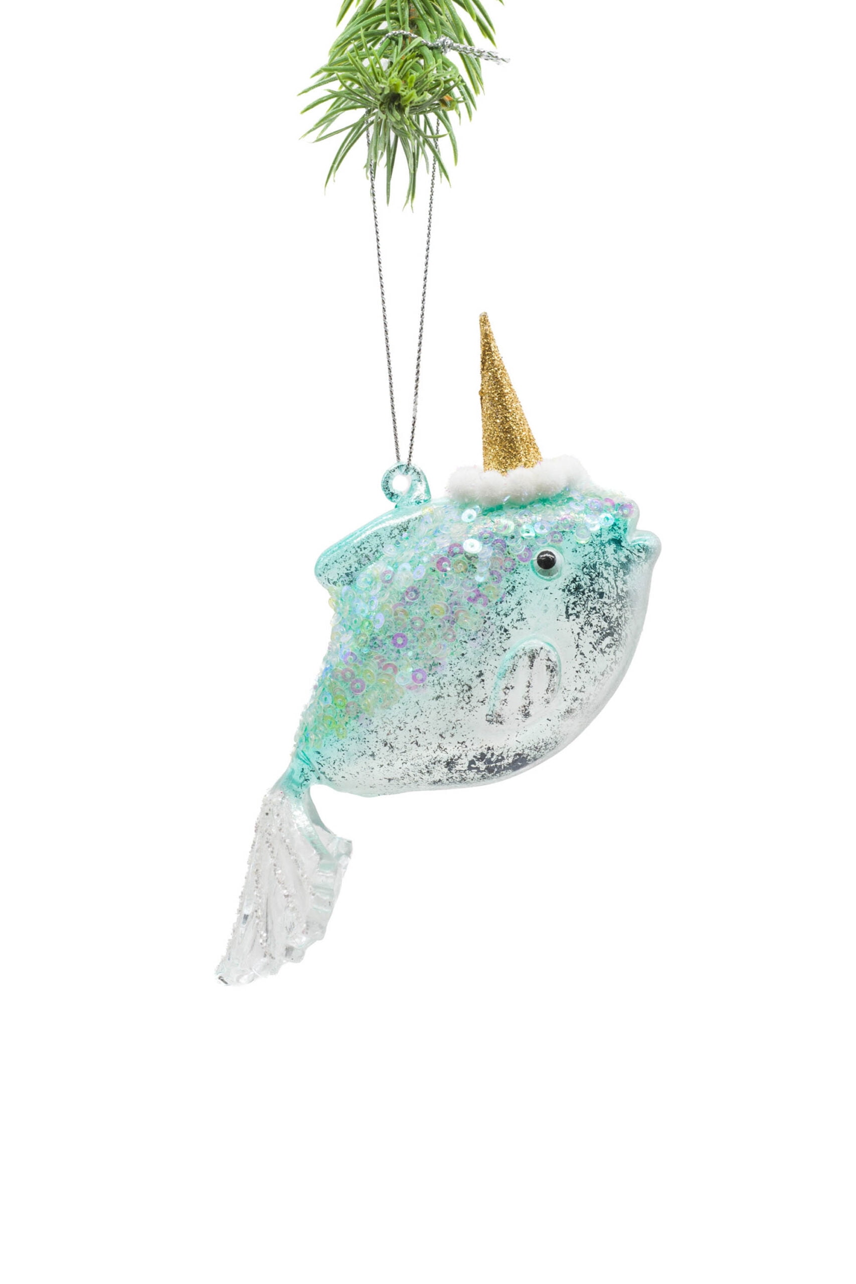 Starlight Collection, Teal/Clear Glass Hanging Naso Ornament with ...