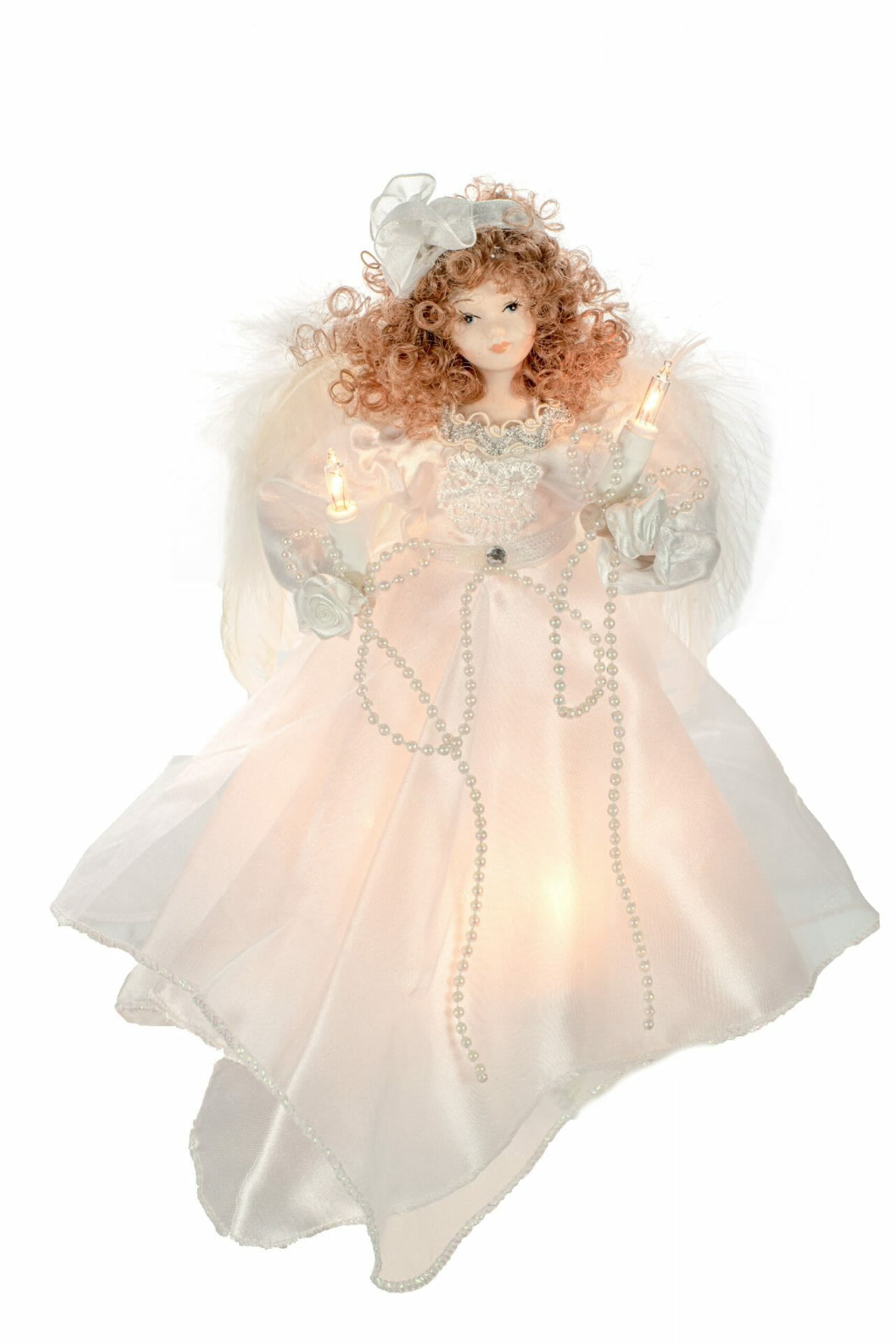 Starlight Collection, White Fabric Small 10-Light Angel Tree topper ...