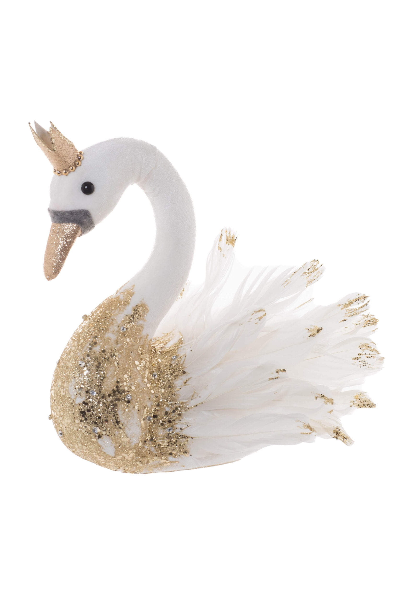 Starlight Collection, White/Gold Faux Fur Glittered Princess Swan ...