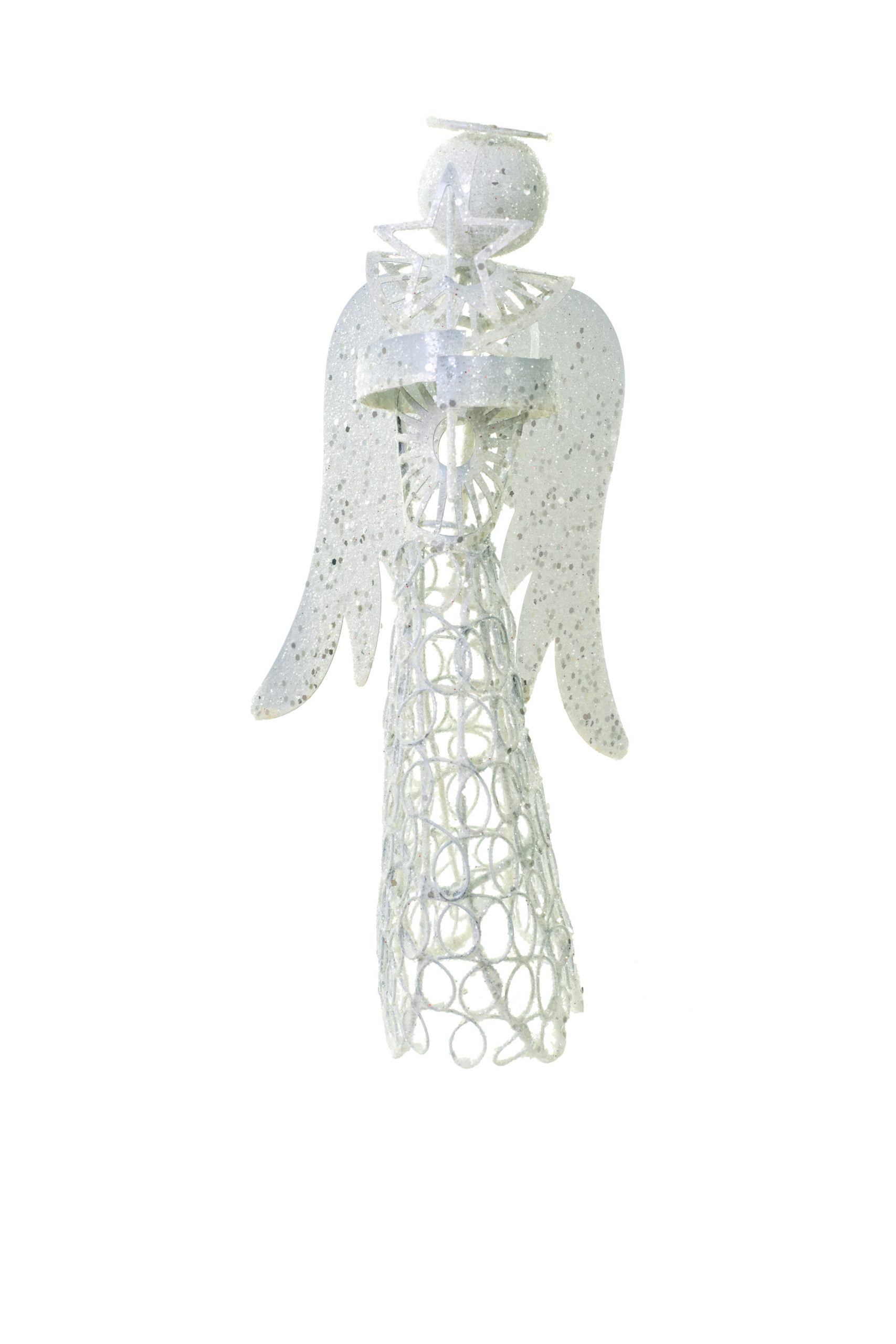 Starlight Collection, White Metal Glittered Wired Angel (Pack of 2 ...