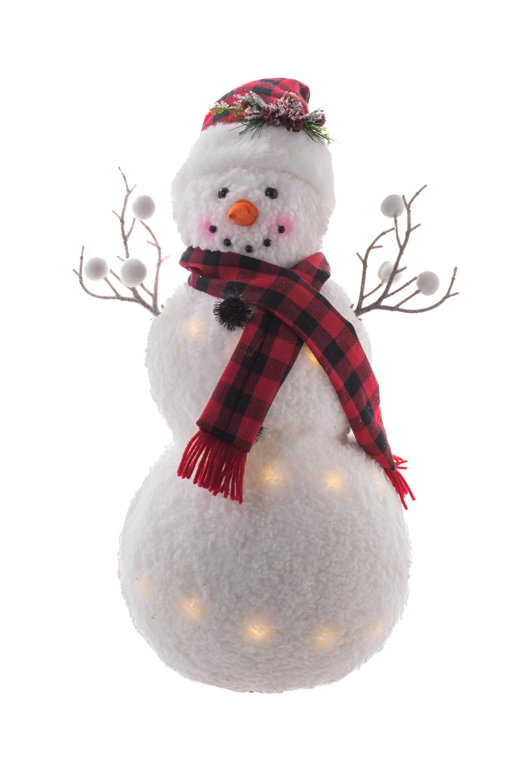 Starlight Collection, White/Red Fabric Standing Clothed Snowman with ...