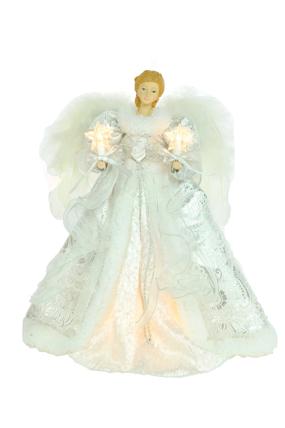 Starlight Collection, White/Silver Fabric Modern 10-Light Angel Tree ...