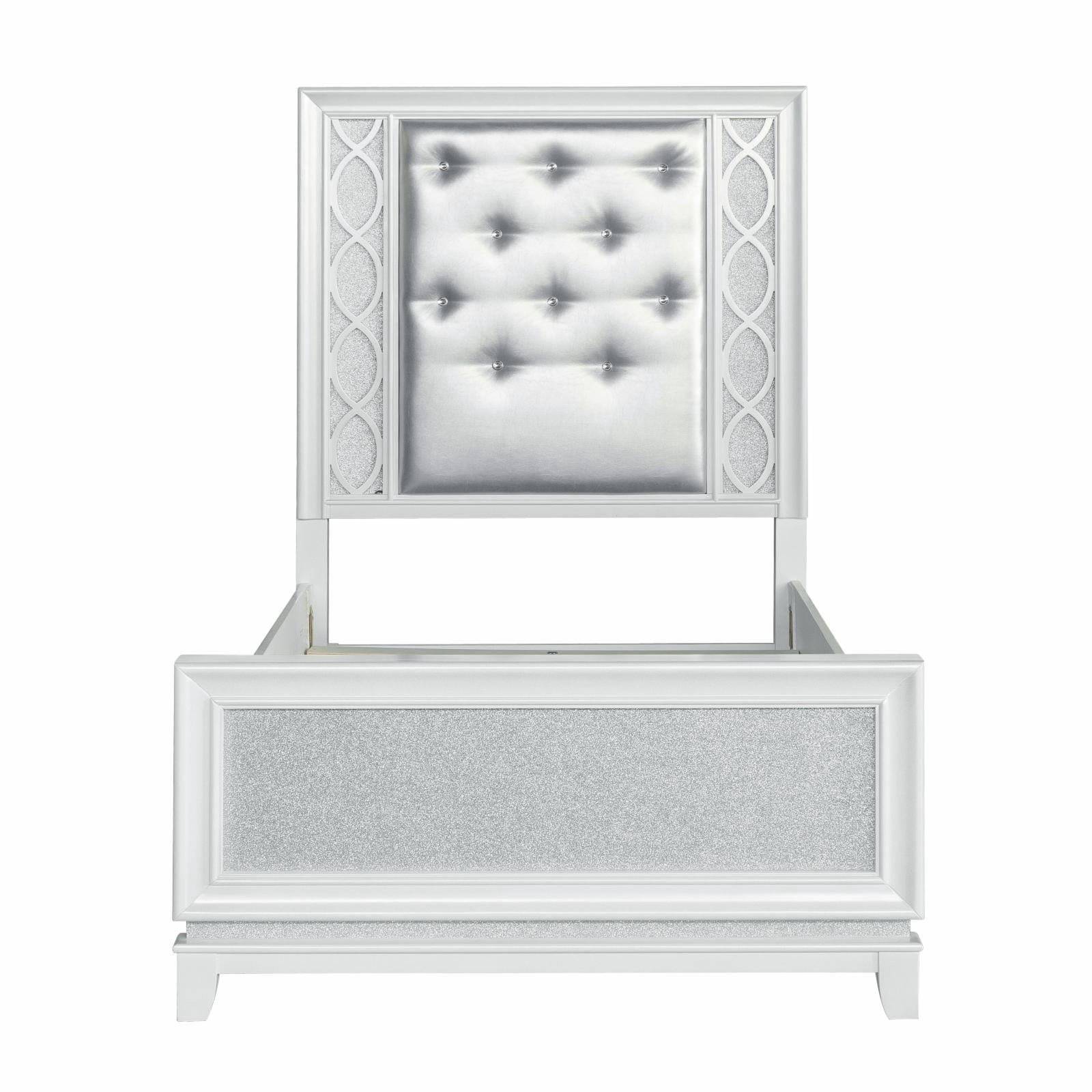 Starlight Full Fabric Upholstered Panel Youth Bed in Pearlized White ...